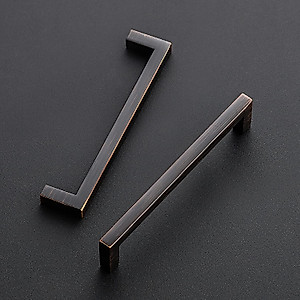 Ravinte 30 Pack Solid 5 Inch Center to Center Slim Square Bar Drawer Handles Kitchen Cabinet Handles Oil-Rubbed Bronze Drawer Pulls Kitchen Cabinet Hardware Kitchen Handles Cabinet Pulls