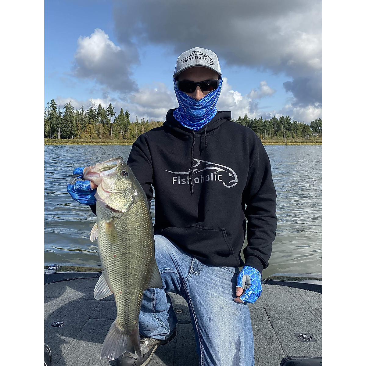 Fishoholic Polarized Fishing Sunglasses (8 Color Options) - Free Hard Case & Pouch - UV400 - Great Fishing Gift for Dad Son (GB-BLU)