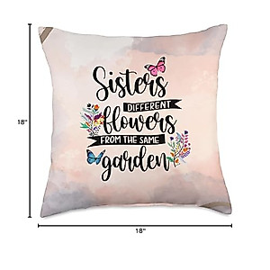 Different Flowers From Same Garden Matching Sister Sisters Throw Pillow, 18x18, Multicolor