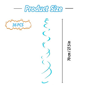 36 PCS Teal Birthday Party Hanging Swirl Decorations, Sparkle Ceiling Streamers, Double and Single Swirls for Birthdays, Graduations, Baby Showers