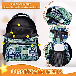 Lacrosse Backpack for Boys Girls, Elementary Middle High School Bookbags for Teen Kids, Travel Laptop Backpack for College Students Women Men Durable Lightweight School Bags, 17 Inch Large Back Packs