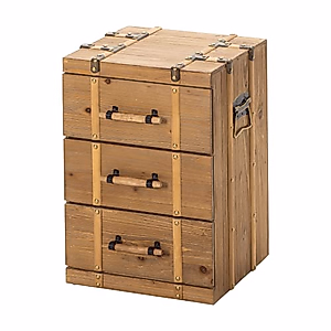 COZAYH Vintage Mid Century Nightstand with 3-Drawer, Distressed Solid Wood End Table Side Table for Living Room, Bedroom, Fully Assembled, Retro Brown Z03004 1-Pack