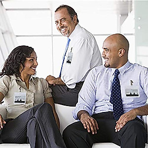 Aimtech Set of 50 Pcs Clear Plastic Horizontal Name Tag Badge Id Card Holders & Metal Id Badge Holder Clips with PVC Straps (Aimt1526)