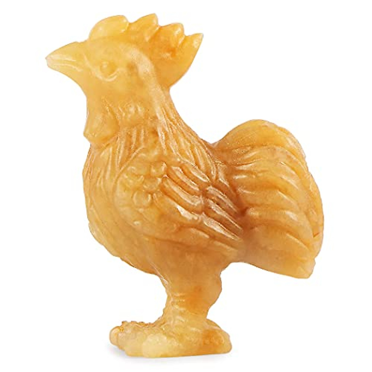 SMQ 2.0" Yellow Jade Crystal Rooster Statue Kitchen Decor Crystals and Healing Stones Hand-Carved Gemstone Animal Carving Collectibles for Home Office Garden(Gift Box)