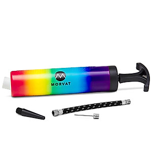 Morvat Kids Metal Poles Soccer Goal Set Portable Lightweight Training Equipment Backyard & Indoors Premium 48”x30” Net + 2 Size Soccer Balls + Ball Pump + Storage Bag – Color: Rainbow