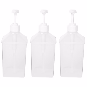Cabilock 3PCS Plastic Squeeze Condiment Bottles Mason Jar Syrup Honey Dispenser Pump Bottle for Juice Ketchup Cookie Sauces 1100ML (White)
