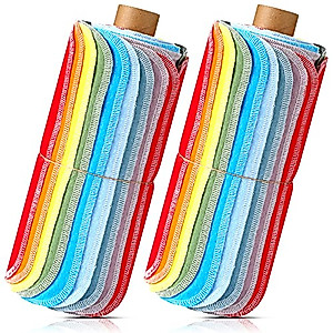50 Pcs Reusable Paper Towels Absorbent Kitchen Napkins 9.8 x 9.8 Inch Washable Paperless Paper Towels Kitchen Cleaning Household Cleaning Cloths Napkins for Kids (Multi Colors, Solid Style)
