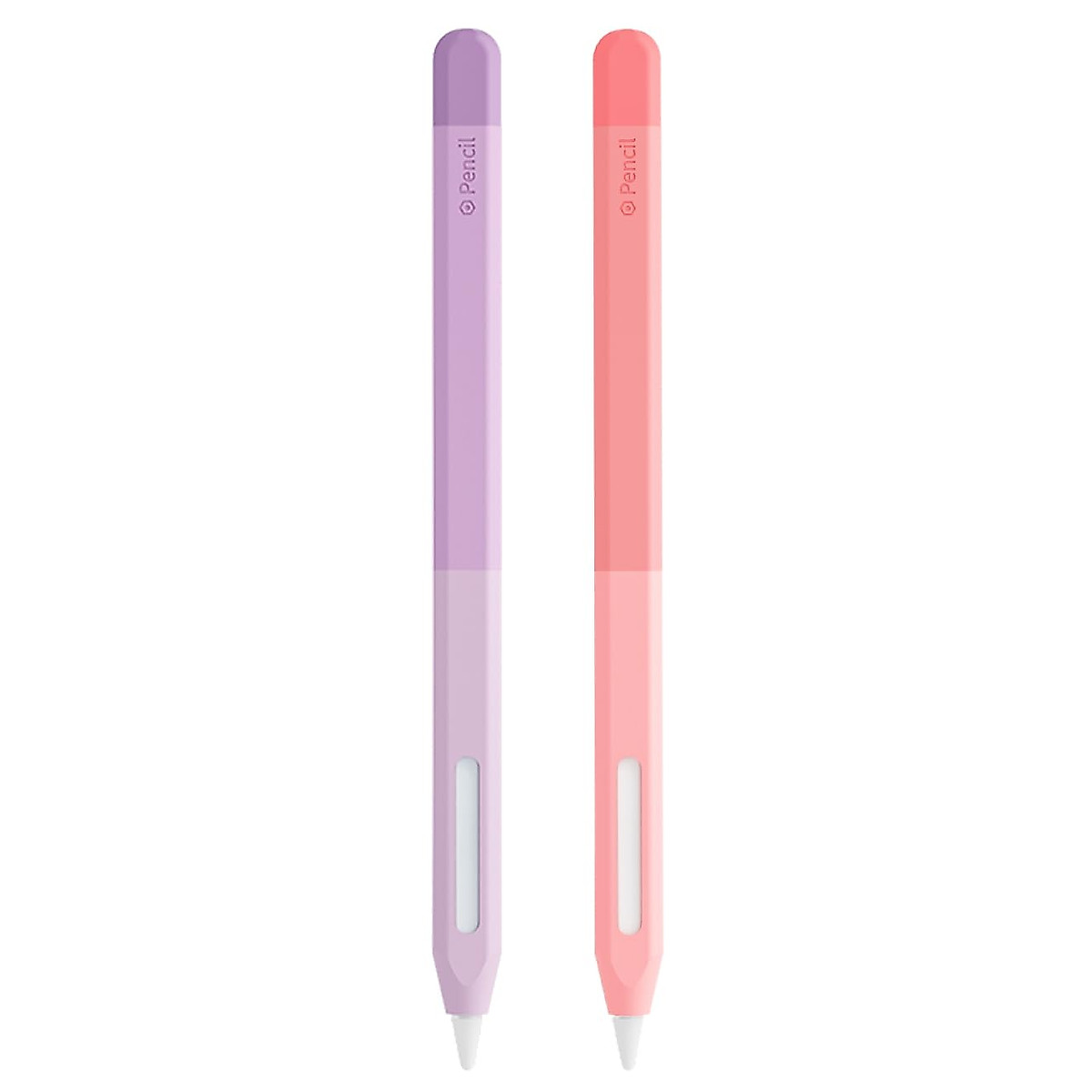 2 Pack Soft Silicone Case Compatible with Apple Pencil 2nd Generaion Cover,Protective Skin Cover Sleeve with Cap Accessories Compatible with iPad Pro 11 12.9 inch,Gradient Color,Pink+Purple