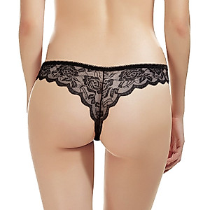 Anzermix Women's Sexy Lace Cheeky Tong Panty Pack of 6 (Size L)