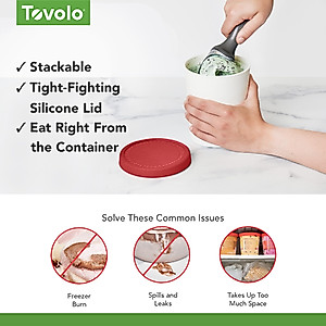 Tovolo Stackable Sweet Treat Ice Cream Tub with Tight-Fitting Silicone Lid Freezer Storage Container for Sorbet & Gelato, BPA-Free & Dishwasher-Safe, 1-Quart, Oyster Gray