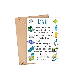 Dad Tennis Card - Tennis Fathers Day Card - Funny Tennis Card - Greeting Card - Birthday Gifts For Tennis Lovers Players - Happy Birthday Card - Sports Card- Fans Tennis Card- Card For Dad