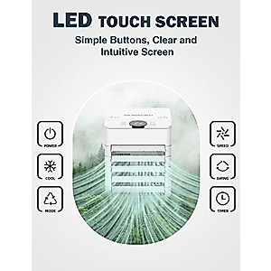 3-In-1 Evaporative Air Cooler, Cooling Fan with 3 Modes & 3 Speeds, Windowless Air Conditioner with 12-H Timer Remote Control, Swamp Cooler w/60° Oscillation, Portable Air Conditioner for Room/Office