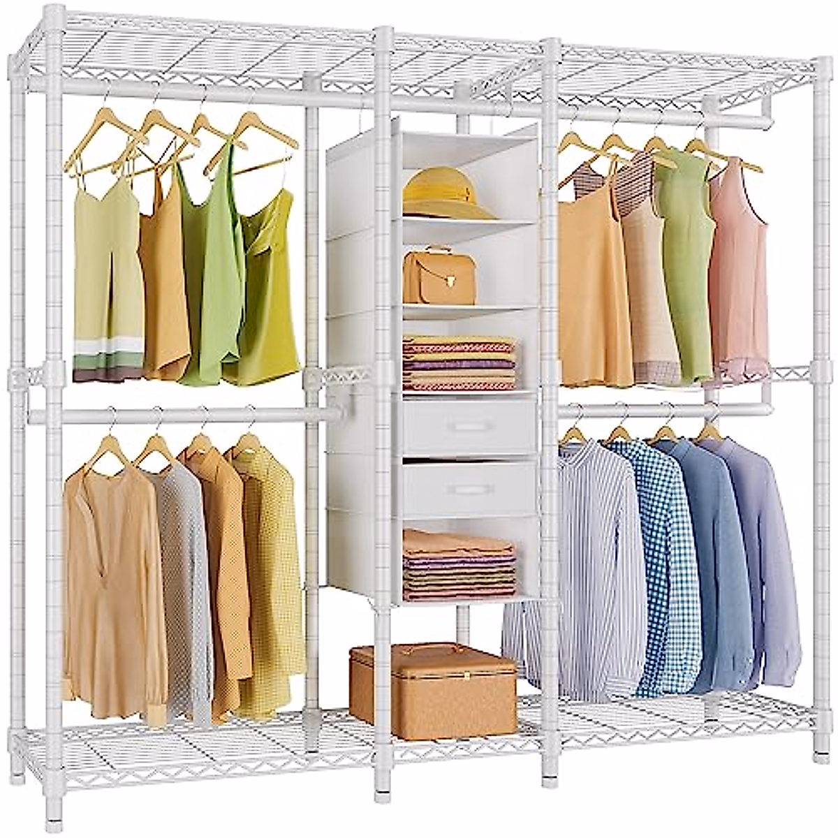 VIPEK V6E Heavy Duty Clothes Rack Large Garment Rack for Hanging Clothes, Portable Clothing Rack Metal Freestanding Closet Wardrobe System with Hanging Closet Organizer, Max Load 780 LBS, White