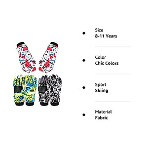 Hicarer 3 Pairs Kids Waterproof Gloves Winter Warm Snow Gloves Boys Girls Ski Gloves Windproof for Cold Weather (Cool Style, 8-11 Years)