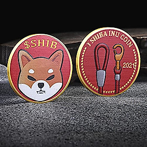 1oz Gold Shibcoin Commemorative Coin Gold Plated Shiba Inu Shib Coin 2021 Limited Edition Collectible Coin with Protective Case and Black Display Case (coin1 redgold+Black case)