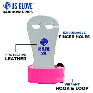 US Glove Rainbow Beginner Palm Grips - Gymnastics Palm Guard - Weight Gymnastics Bar Lifting Hand Grips - Rip and Blister Protective Hand Gripper - Made in The USA