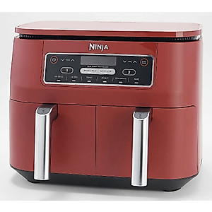 Ninja DZ201 Foodi 6-in-1 2-Basket Air Fryer with DualZone Technology, 8-Quart Capacity - cinnamon/Red-(Renewed)