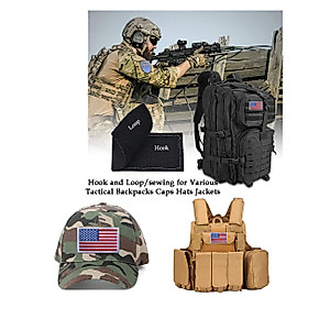 2 PCS AliPlus American Flag Patches Embroidered Tactical Military Morale Patch Applique Fastener Hook and Loop(White Border)