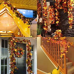 Gobograss Fake Maple Leaves Vines Hanging Garland 2pcs 11.4ft Silk Leaves for Home Decor Hanging Plants Greenery Garland Fake Flower for Garden Halloween Thanksgiving Party Wall Decor