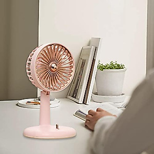 MagiDeal Desk Fan Table Fans Vintage Quiet Strong Mini USB Dual Adjustable Desktop Air Circulate Fan Personal Fan for Office Desktop Table Indoor Men, Pink