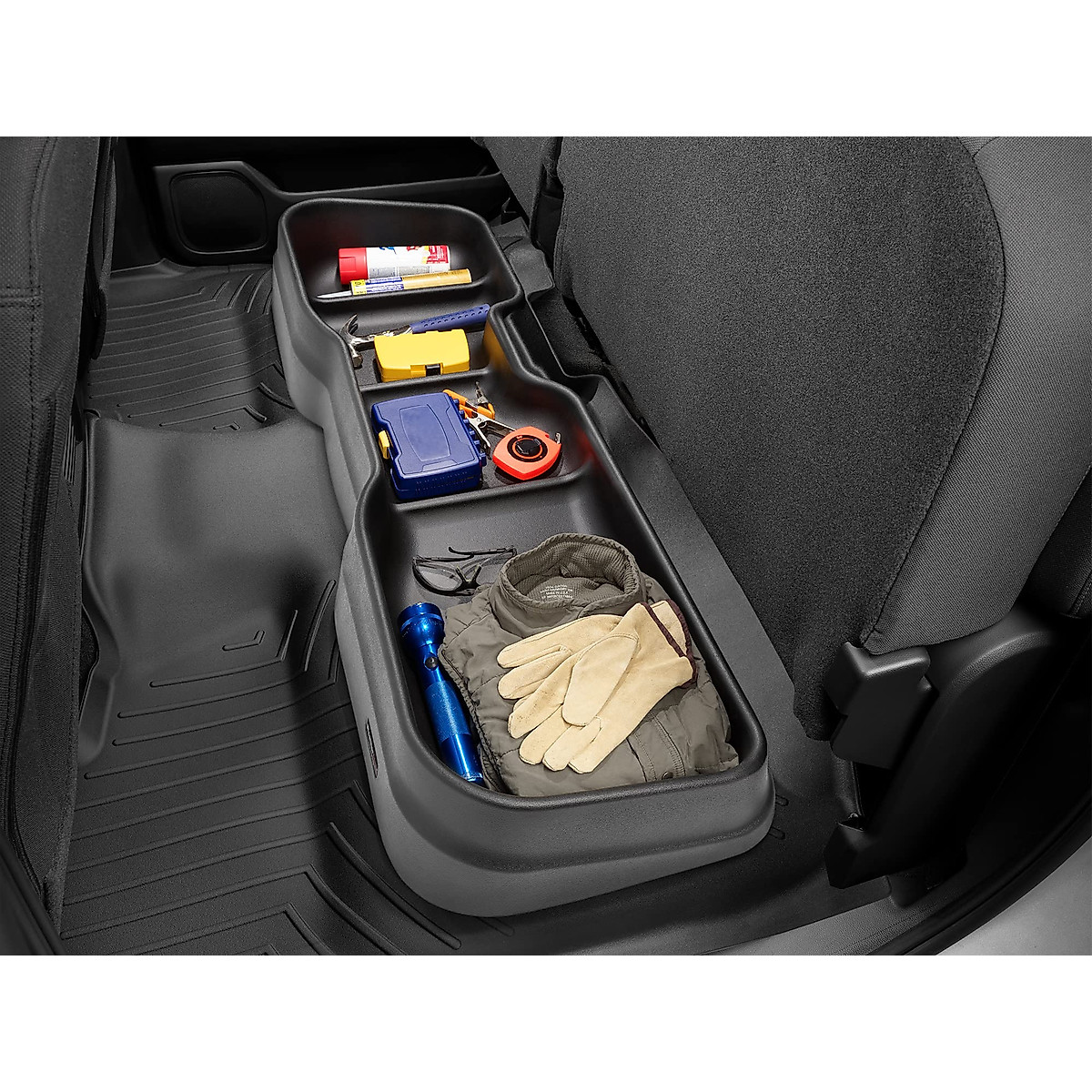 WeatherTech Under Seat Storage System for Silverado 1500, Sierra 1500, Sierra 2500HD/3500HD, Silverado 2500HD/3500HD (4S002) Black
