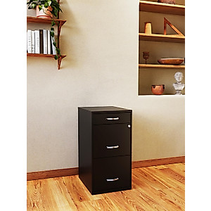 Hirsh Industries Space Solutions 18in Deep 3 Drawer Metal Organizer File Cabinet Black, Letter Size, Fully Assembled