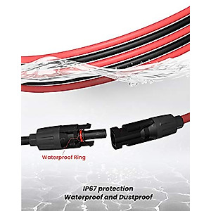 BougeRV 70 Feet 10AWG Solar Extension Cable with Female and Male Connector with Extra Free Pair of Connectors Solar Panel Adaptor Kit Tool (70FT Red + 70FT Black)