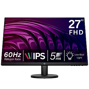 HP V27i FHD Monitor 27-inch Diagonal Full HD Computer Desktop PC Monitor IPS Panel, 3-Sided Micro Edge, Low Blue Light Screen, Anti Glare, On-Screen Control, HDMI, VGA Ports - 9SV92AA Black (Renewed)