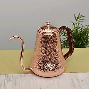 UXZDX Hammered Coffee Tea Pot Pure Red Copper Premium Quality Drip Kettle Spout Long Mouth Coffee Kettle Teapot- 900ml
