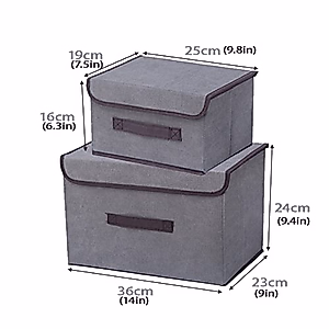 weallbuy Storage Bins with Lids Cloth Pack of 4 Foldable Storage Boxes Organizer Bins for Wardrobe, Clothes, Toys, Books, Cosmetics (Grey)