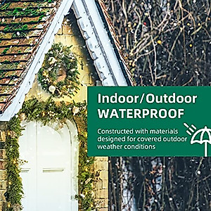 ASTEROUTDOOR Artificial 24in Christmas Wreath and 9ft Holiday Garland for Stairs, Indoor/Outdoor Wreath and Garland Combo, Decorated with Pine Cones Leaves Ball Ornaments