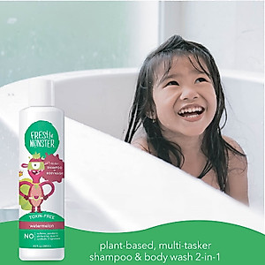 Fresh Monster 2-in-1 Shampoo & Body Wash, Toxin-Free, Hypoallergenic, Natural for Children, Watermelon - 2 Pack, 8.5oz/Each