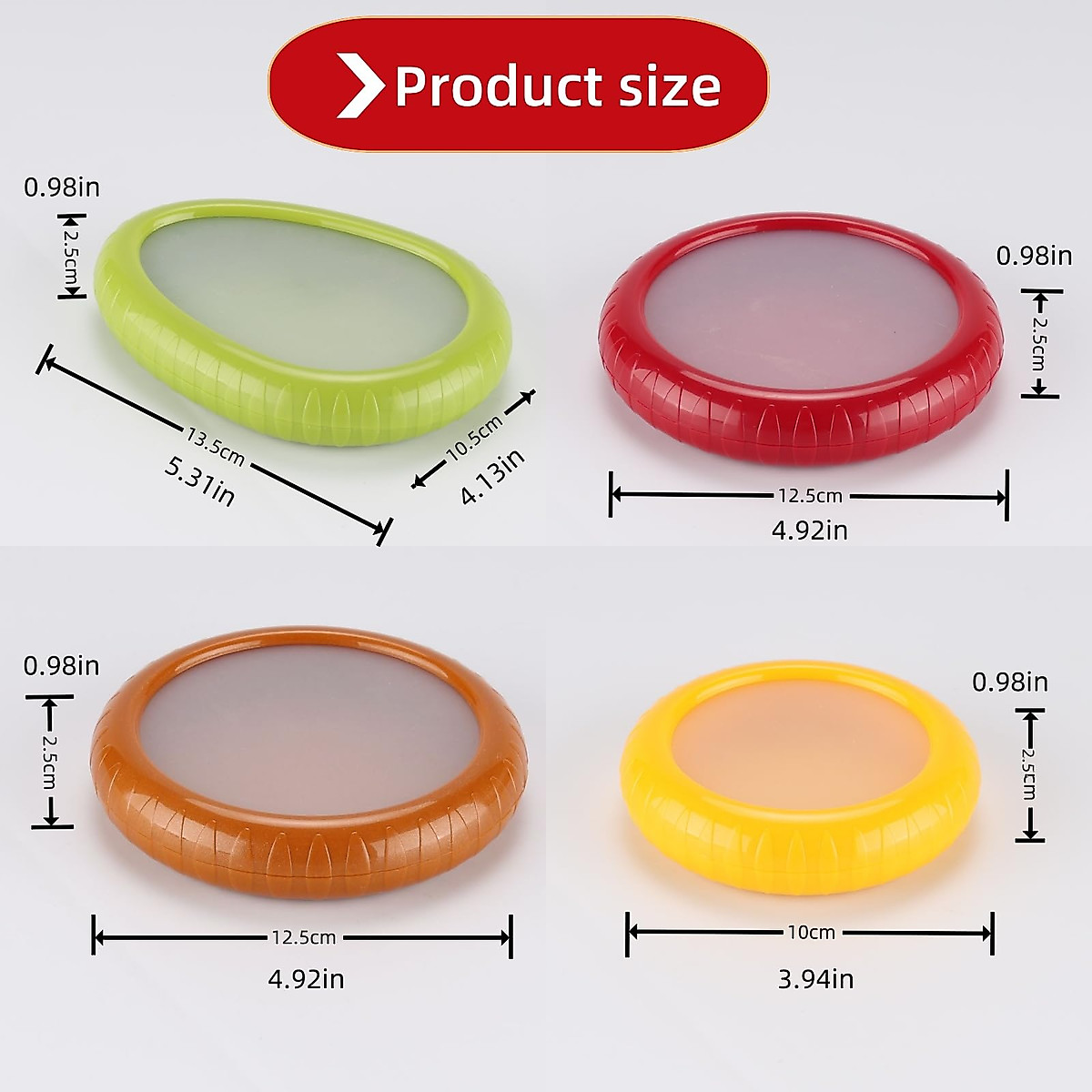 Taoddoe Silicone Avocado Saver Onion Storage, Set of 4 Reusable Fruit Containers for Fridge,Airtight Fresh Vegetable Keeper for Garlic, Onions, Lemon Freshness Box