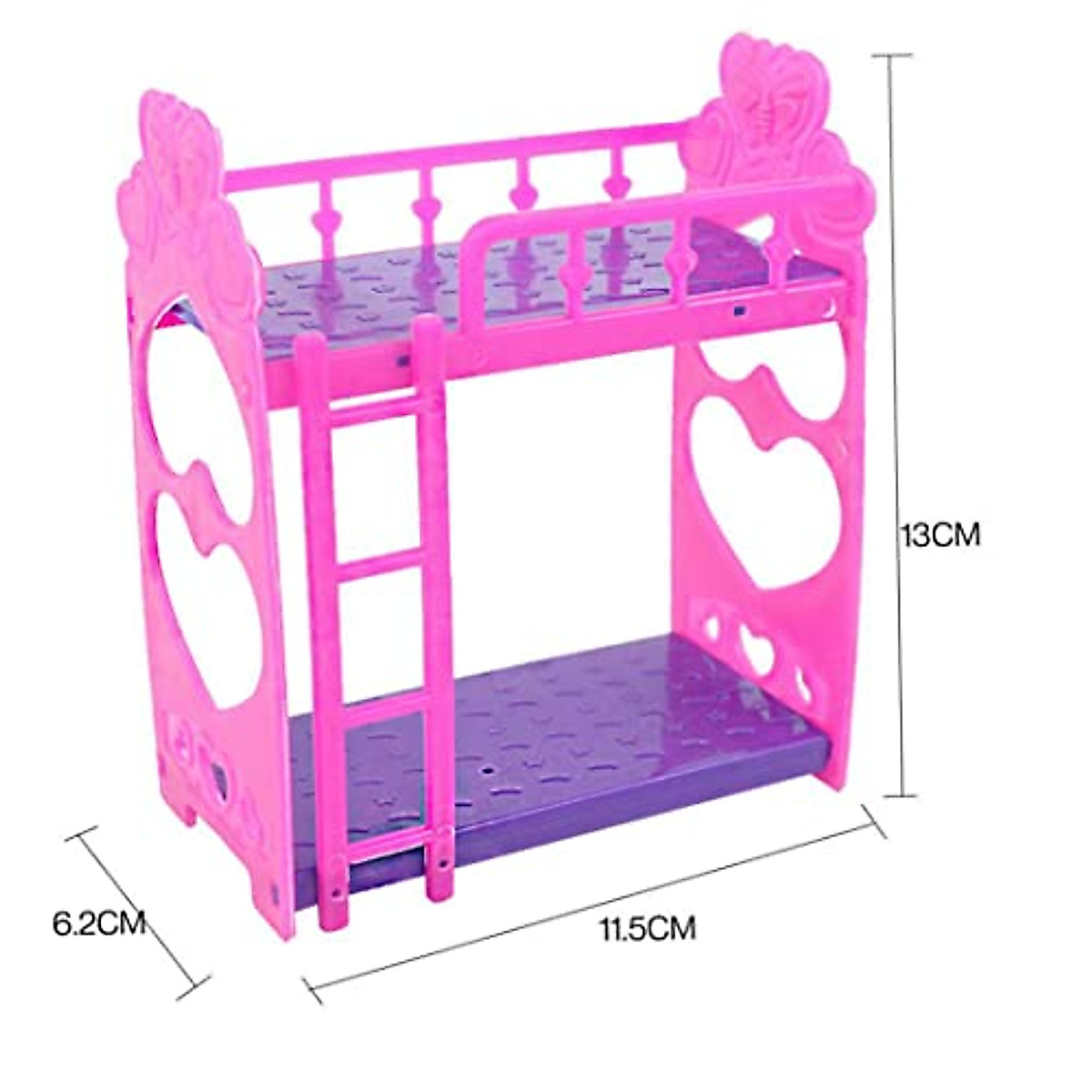 1pc Doll House Furniture Double Bed Frame Plastic Bunk Bed Bedroom Furniture Bed Set for Kelly Dolls Dollhouse Pink and Purple 3.5 Inches, Dolls House Furniture, Bedroom Furniture,