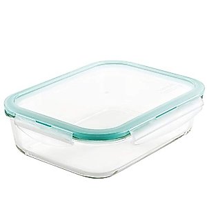 LocknLock Purely Better Glass Food Storage Container with Lid, Rectangle-51 oz, Clear