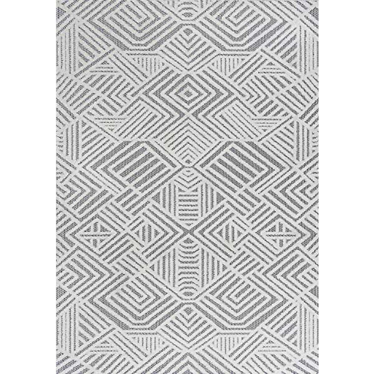 JONATHAN Y SBH103A-8 Jordan High-Low Pile Art Deco Geometric Indoor Outdoor Area-Rug Bohemian Contemporary Easy-Cleaning Bedroom Kitchen Backyard Patio Porch Non Shedding, 8 ft x 10 ft, White/Black