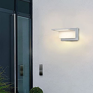 Lustrlach Outdoor Porch Wall Light Fixture Exterior White Modern LED Front Door Light with IP54 Waterproof for Garden Patio Garage,10W 3000K 680LM