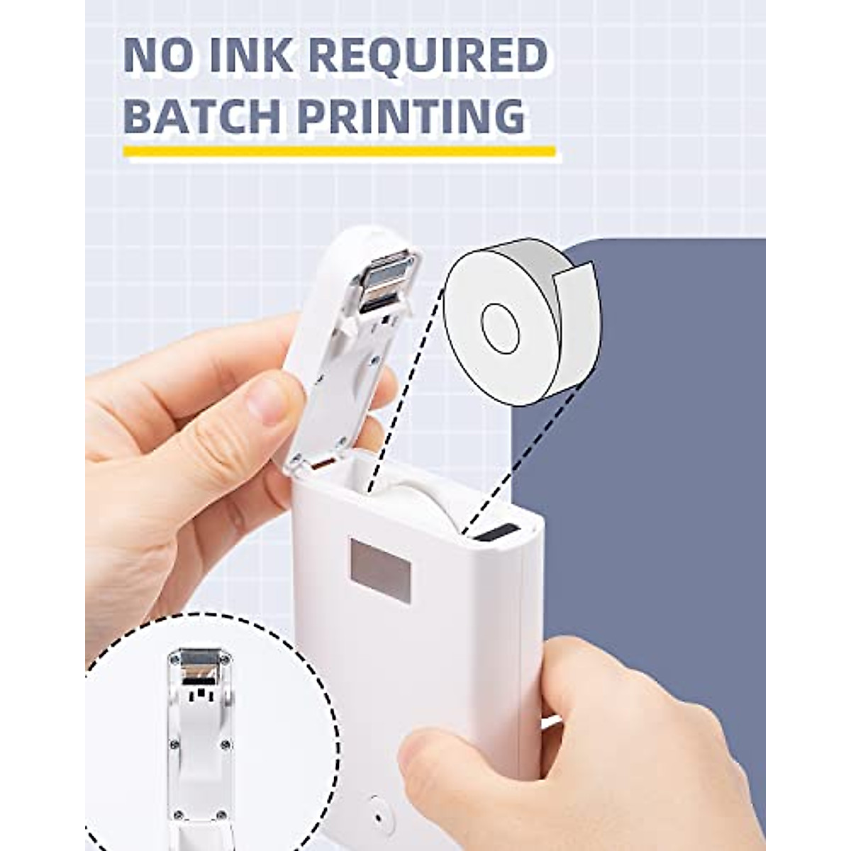 Mandizza Thermal Printer, Label Maker Machine Tape Included D10 Portable Bluetooth Connection Label Printer Multiple Templates Available for Phone Pad Easy to Use Office Home Organization