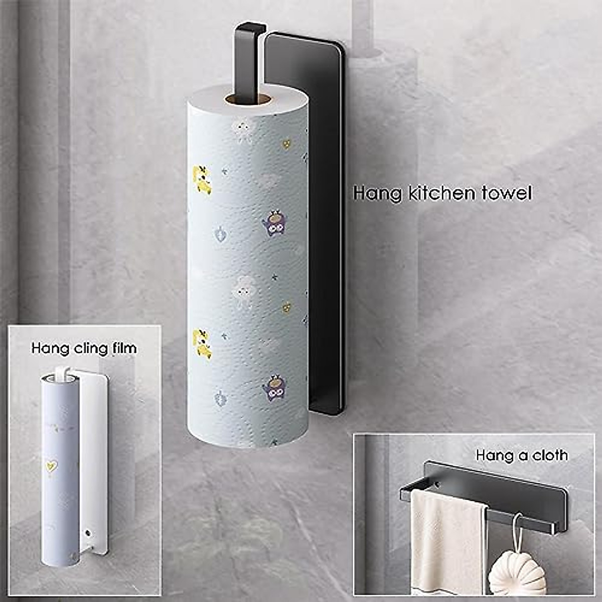 Paper Towel Holder, 2676cm Under Cabinet Roll Holder, Drill Free Kitchen Paper Towel Holder, Rust-Proof Kitchen Roll Holder, Self Adhesive Paper Towel Rack for Kitchen Pantry Bathroom Toilet Hotels