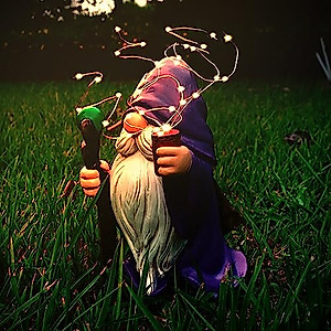 Joint Honglin Resin Gnome Statue Outdoor Decor Waterproof Firework Solar LED Lights Gnome Garden Sculpture Decorations for Outside Lawn Patio Yard Ornament Gifts (Gnome)