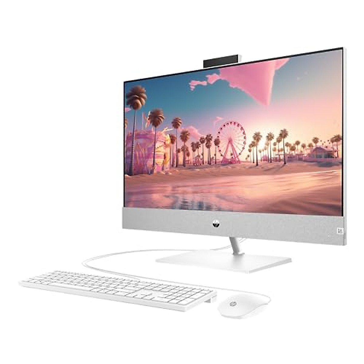 HP Pavilion All-in-One Desktop, 27” FHD Display, AMD Ryzen 5 5500U Processor, 16GB RAM, 1TB SSD, Wi-Fi 6, Webcam, HDMI, RJ-45, Wired KB & Mouse, Windows 11 Home, White