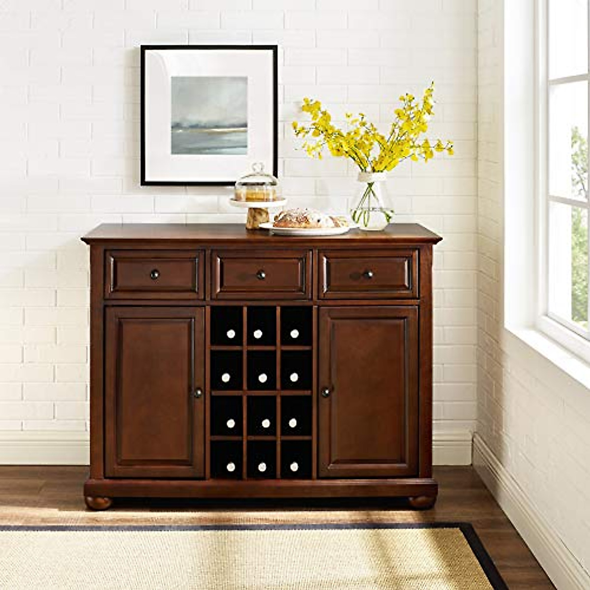 Crosley Furniture Alexandria Wine Buffet/Sideboard - Vintage Mahogany
