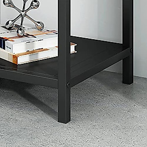 NEW JETO End Table Modern Small 2 Tier Side Table Nightstand/Easy Assembly Living Room Tables-European Wrought Iron Style Square Coffee Table