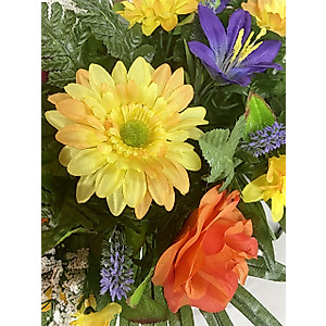 Cemetery Headstone Saddle -Purple Orange Yellow Mix Grave Decoration