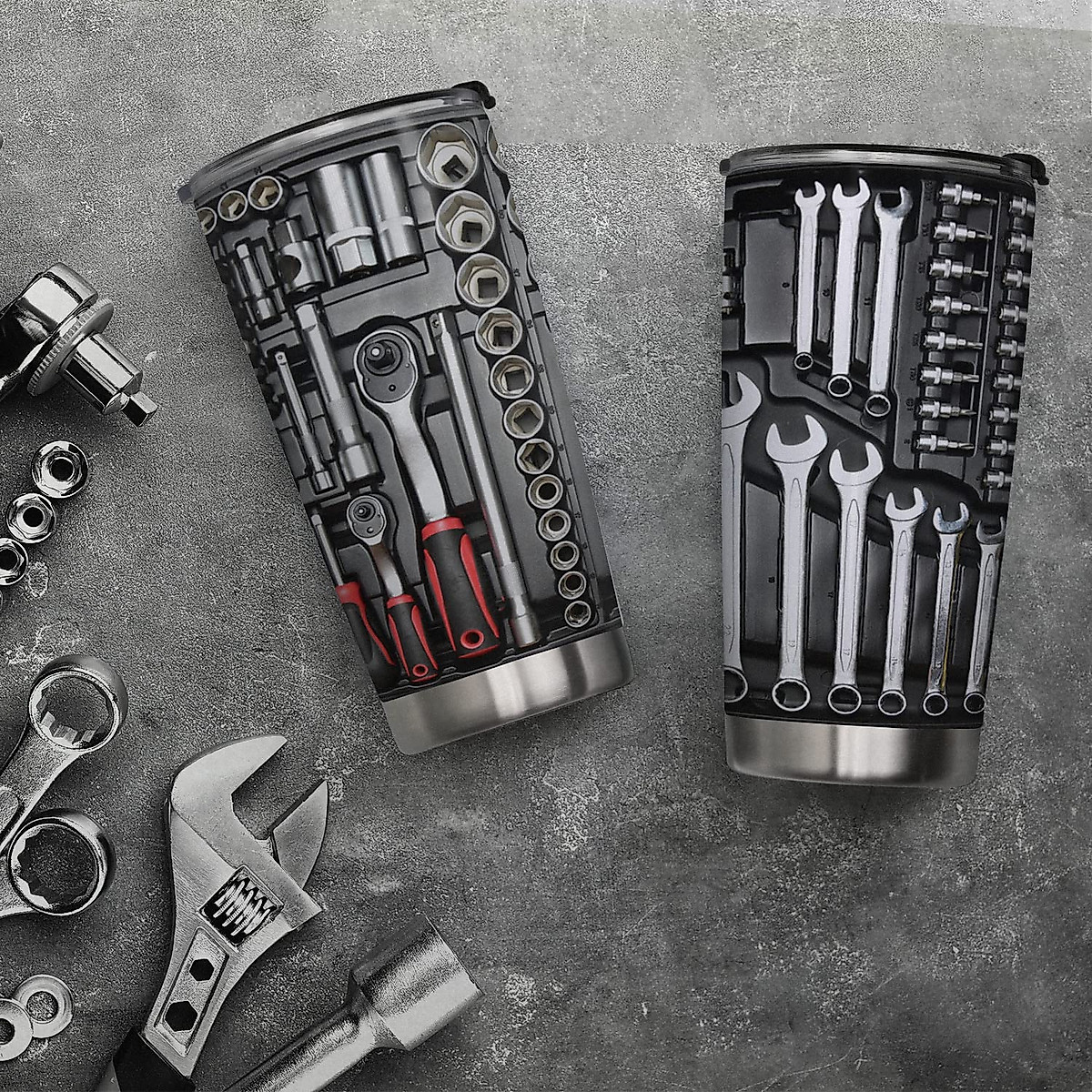 20oz Mechanic Gifts for Men, Valentines Day Gifts for Him, Cool Unique Gifts for Husband, Dad, Son, Coffee Thermos for Men, Mechanic Toolbox Tumbler Cup Insulated Travel Coffee Mug with Lid