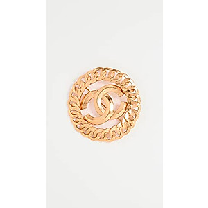 Chanel Women's Pre-Loved Gold Beveled Cc Circle Links Pin, Gold, One Size