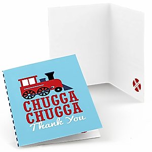 Big Dot of Happiness Railroad Party Crossing - Steam Train Birthday Party or Baby Shower Thank You Cards (8 count)