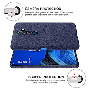 LUSEHNG Case for Oppo Reno2 Z/F, Solid Color Canvas Smartphone Cover for Oppo Reno2 Z/F, Slim Duaable Lightweight - Blue