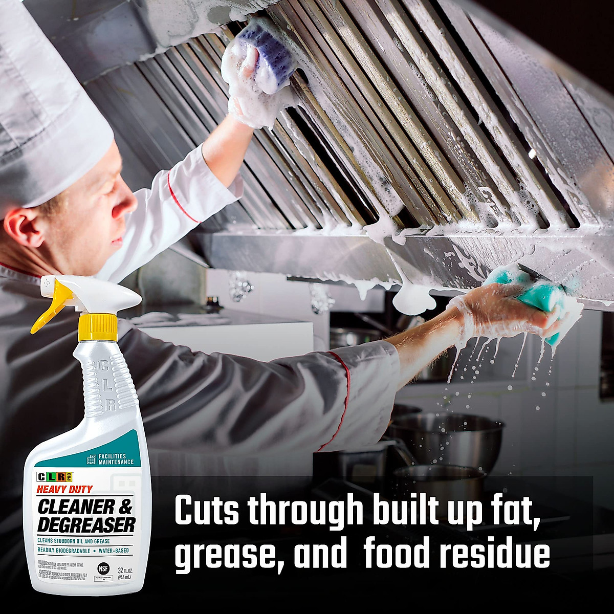 CLR PRO Heavy Duty Multi Surface Industrial Cleaner and Degreaser - Lifts Grease, OIl, Food Residue and Grime with a Foaming Spray, 32 Ounce Bottle (Pack of 2)