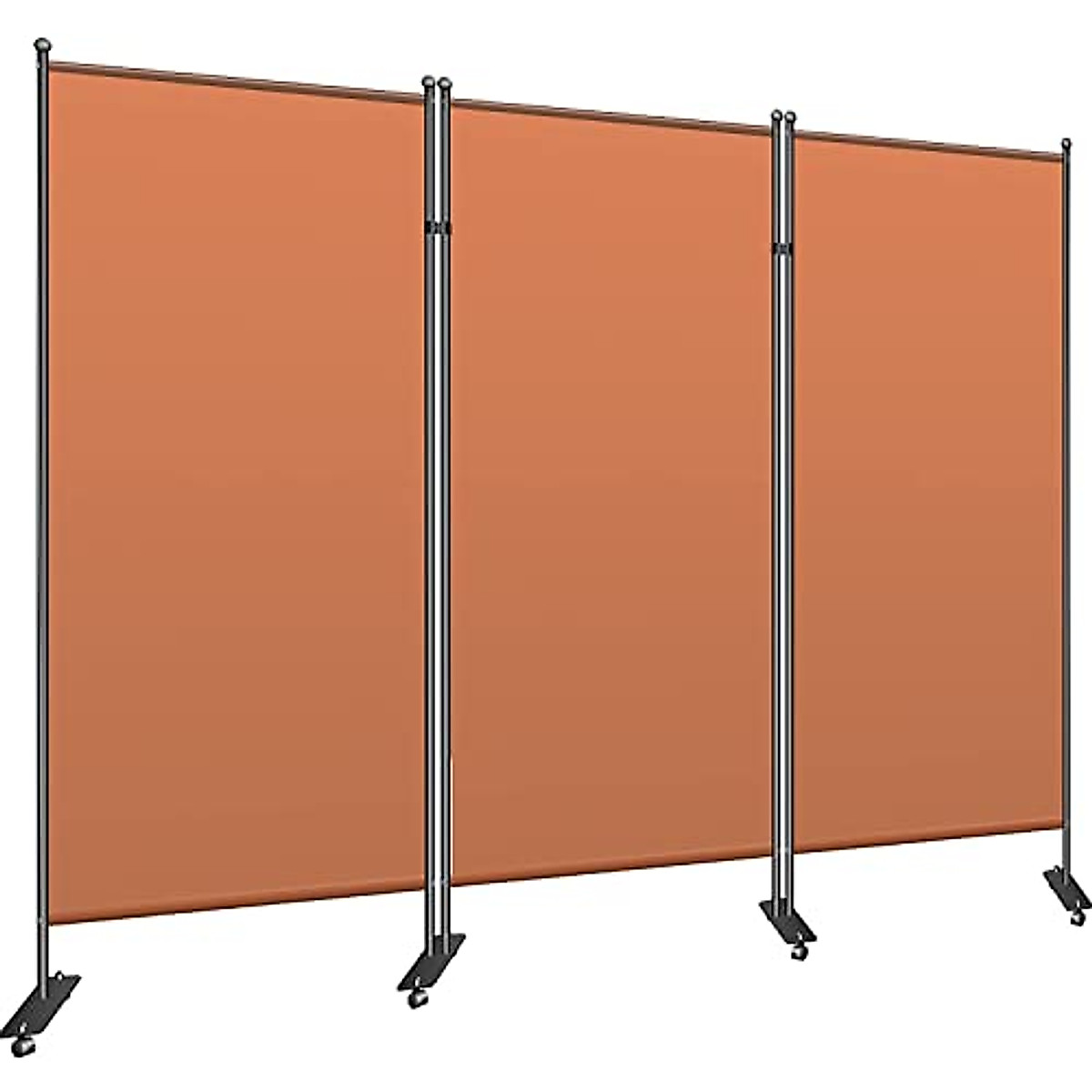 Office Partition,102 x 14 x 71 inch ,Room Divider – Folding Partition Privacy Screen，Black ,3-Panel Outdoor/Indoor Room Divider for School, Church, Classroom, Dorm Room, Kids Room, Studio (Orange)